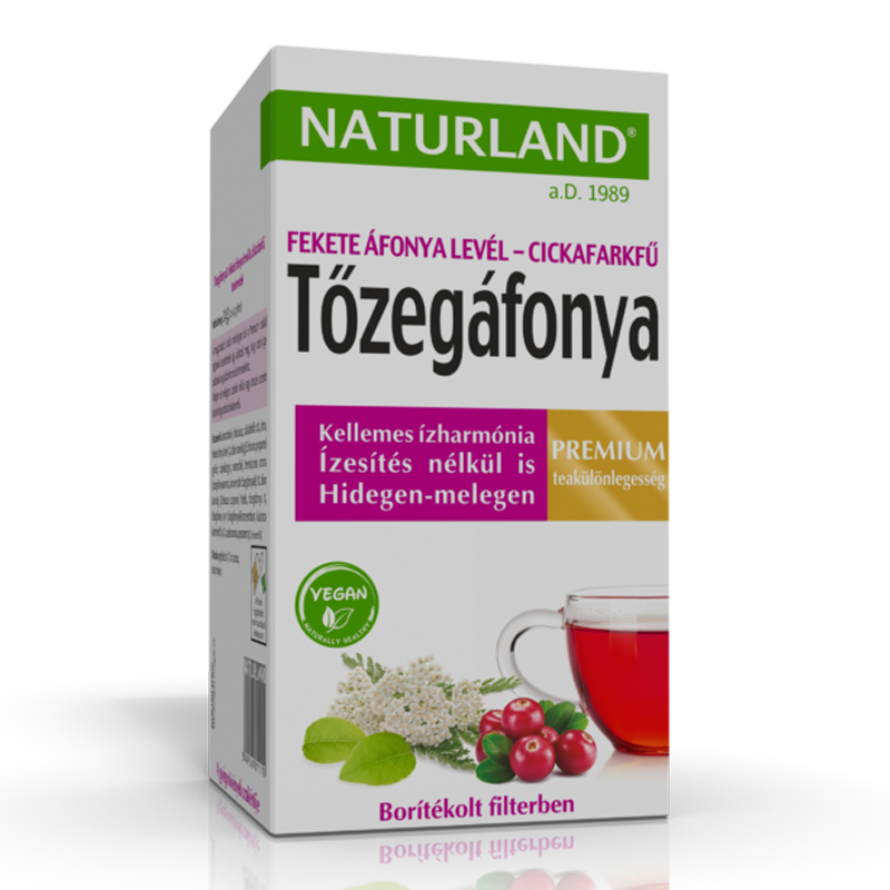 Naturland Prémium Tőzegáfonya-feketeáfonyalevél-cickafark tea - 20 ...